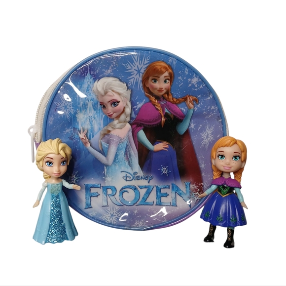 Disney | Toys | Disney Frozen Round Bag With Elsa And Anna Figures Toy ...